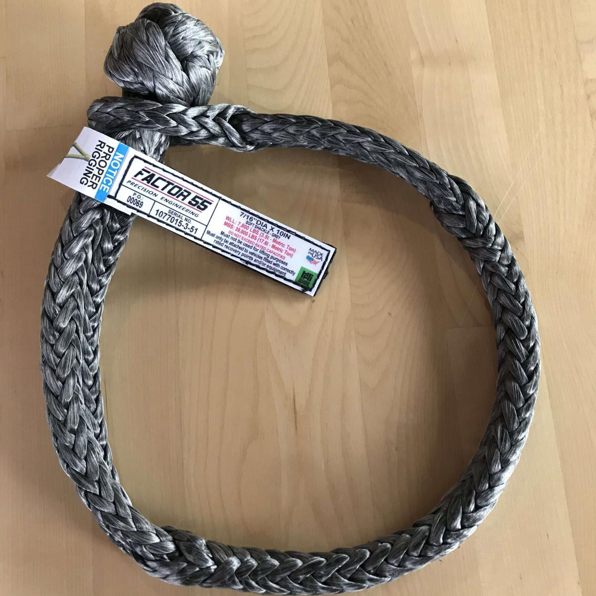 10 Inch Soft Shackle 7/16 Diameter Standard Duty Gray Factor 55 ...